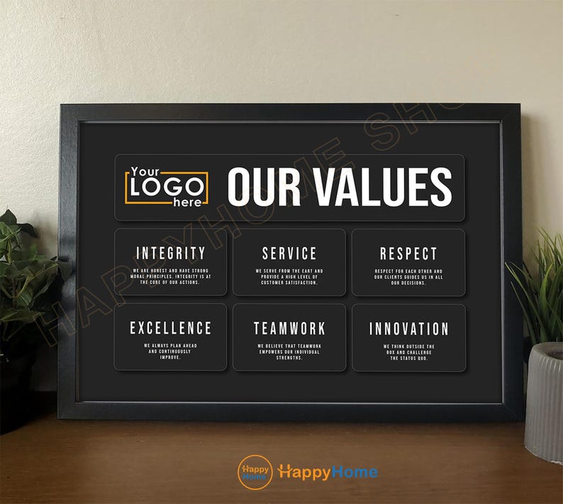 Personalized Company Our Values Wall Art Business Core Values Decor ...