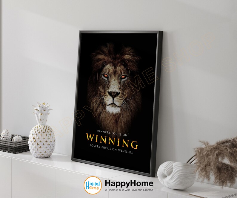 Lion Wall Art Winners Focus on Winning Motivational Quotes ...