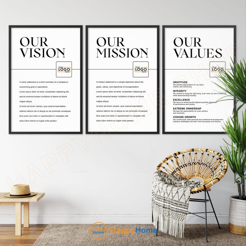 Personalized Business Statement Our Vision Our Mission Our Values Wall ...