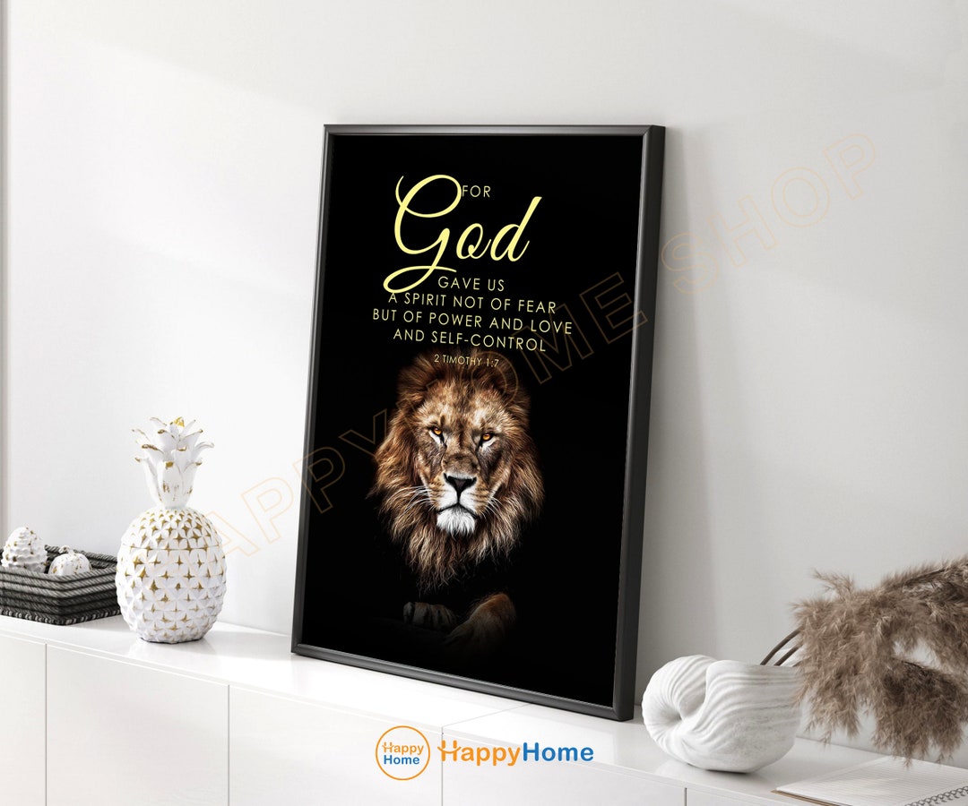 Lion Wall Art 2 Timothy 17 Bible Verse Prints Scripture Art Christian ...