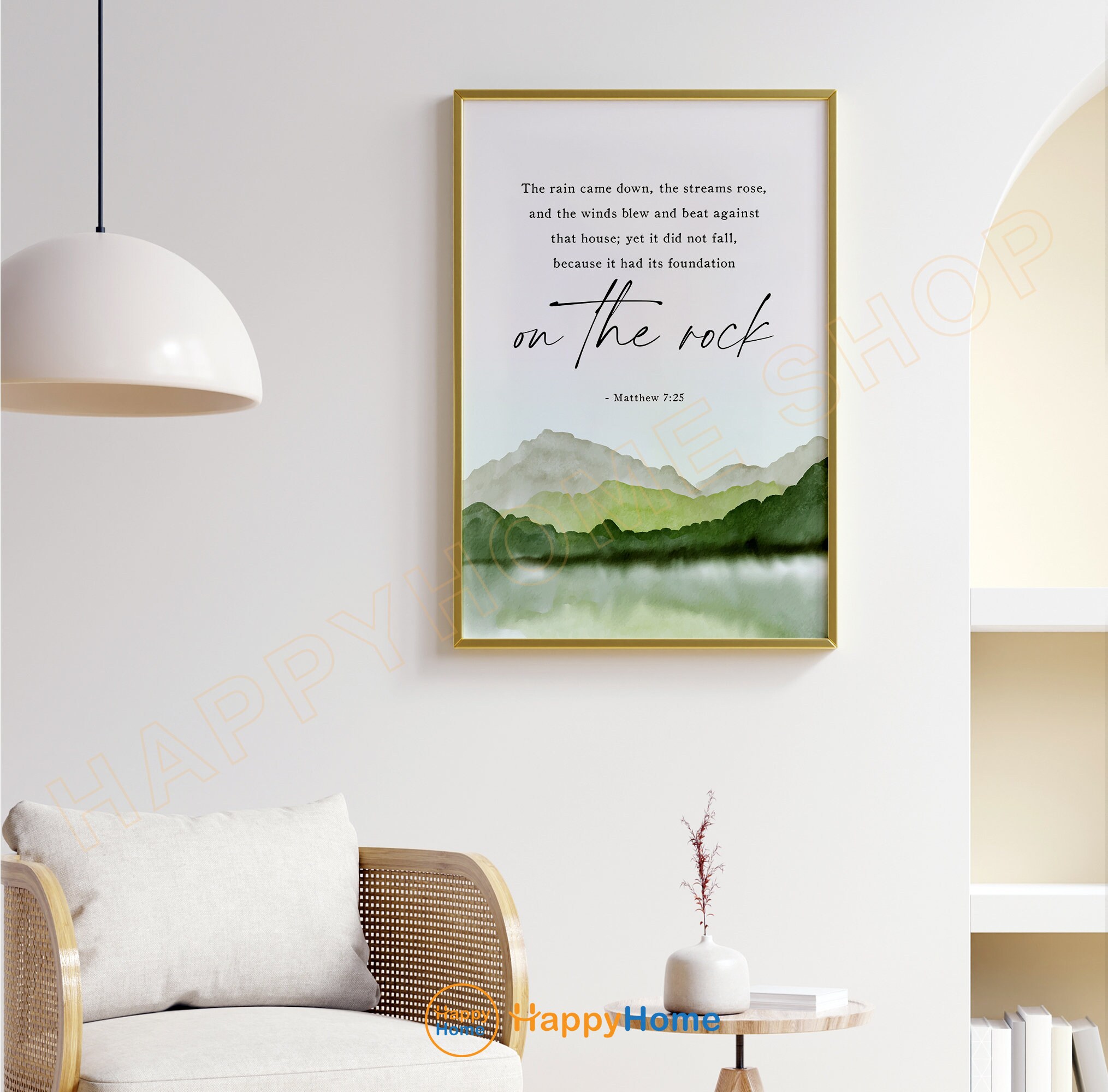 Matthew 7:25 Bible Verse Wall Art the Rain Came Down Scripture Quote ...