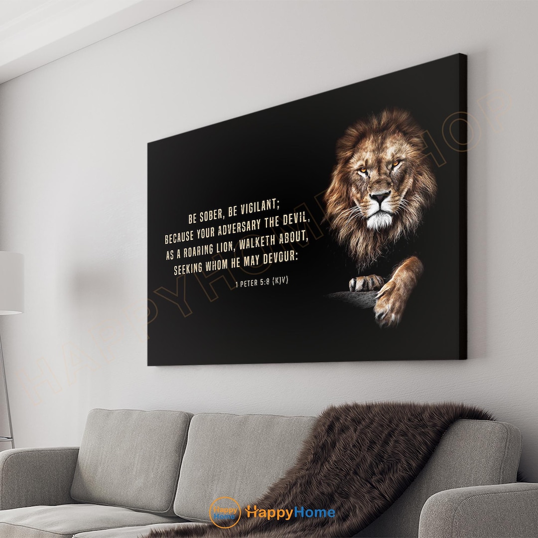 Lion Wall Art 1 Peter 5:8 KJV Bible Verse Be Sober Be Vigilant Prints ...