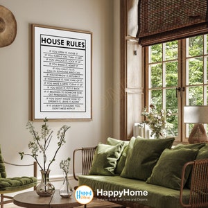 House Rules Wall Art Family Rules Home Sign Decor Canvas Art ...