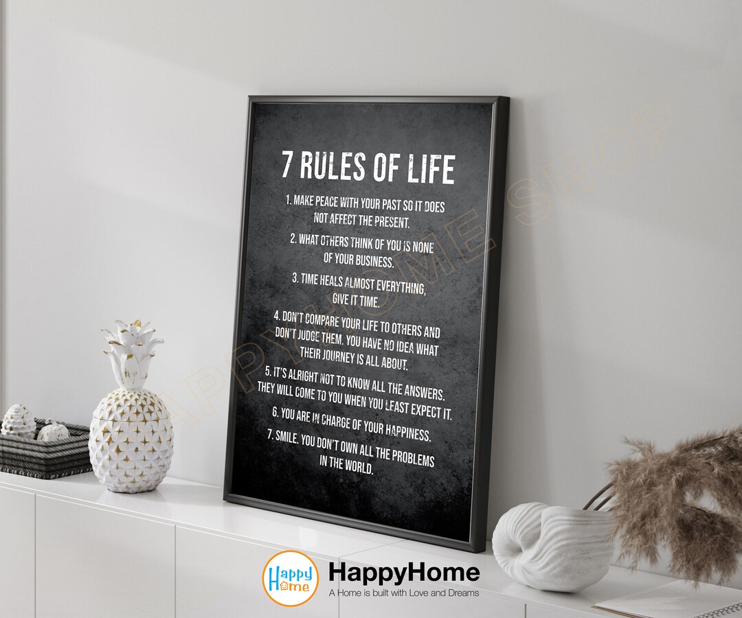 7 Rules of Life Motivational Inspirational Wall Art Ver. 2 ...