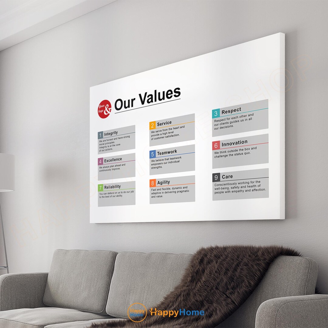 Personalized Company Our Values Wall Art Custom Business Core Values ...