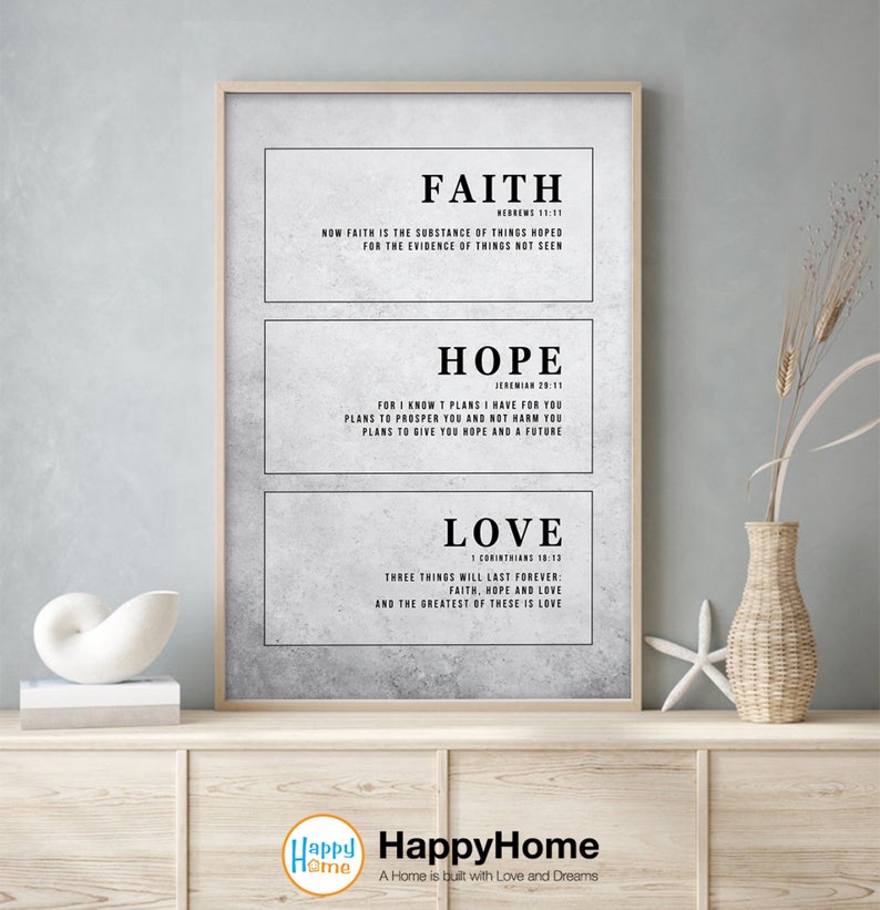 Faith Hope Love Definition Motivational Poster Wall Decor - Etsy