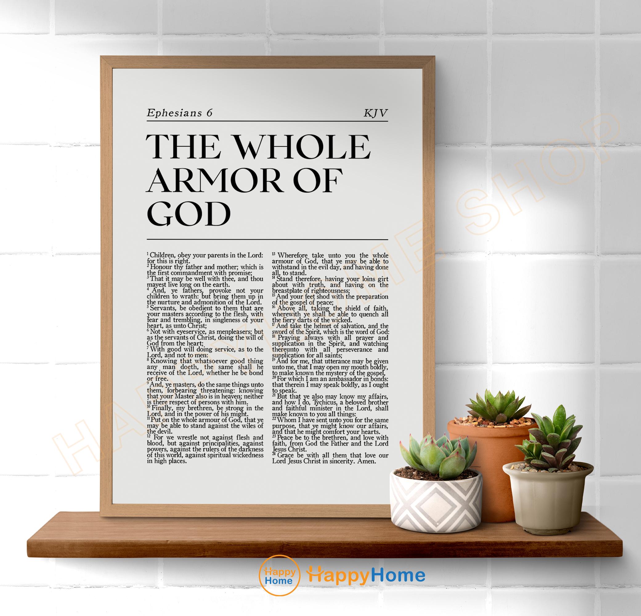 Ephesians 6 Bible Verse Wall Art the Whole Armor of God Scripture Sign ...