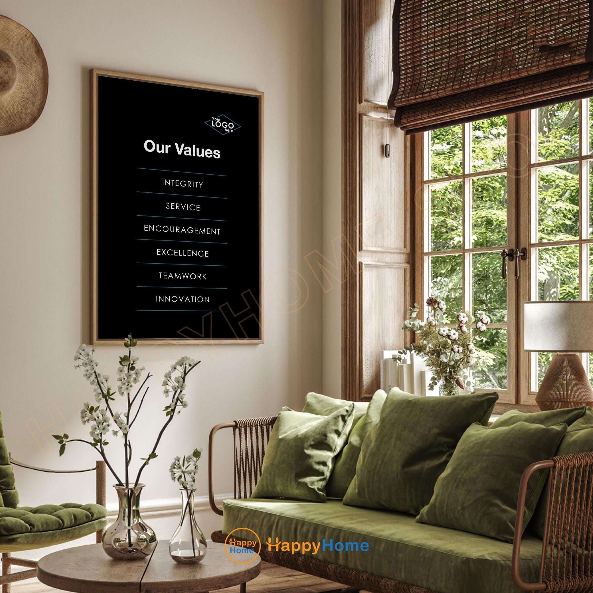 Custom Company Core Values Wall Art Business Office Decor Personalized ...