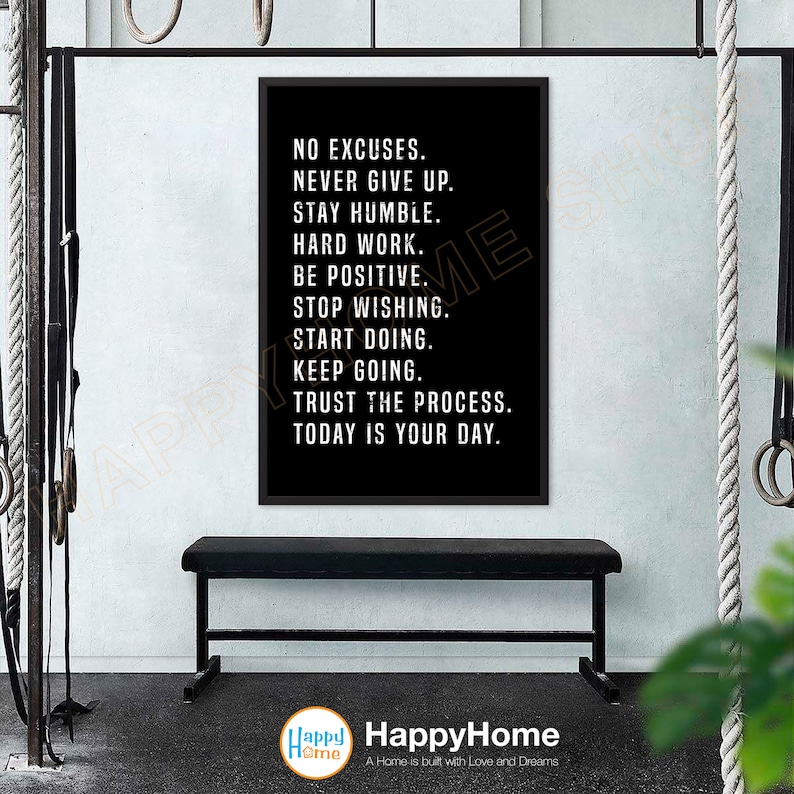 Home Gym Motivational Wall Art Workout Room Decor Gym Poster Fitness ...