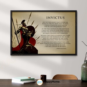 Spartan Warrior Invictus Wall Art Motivational Quotes Inspirational ...