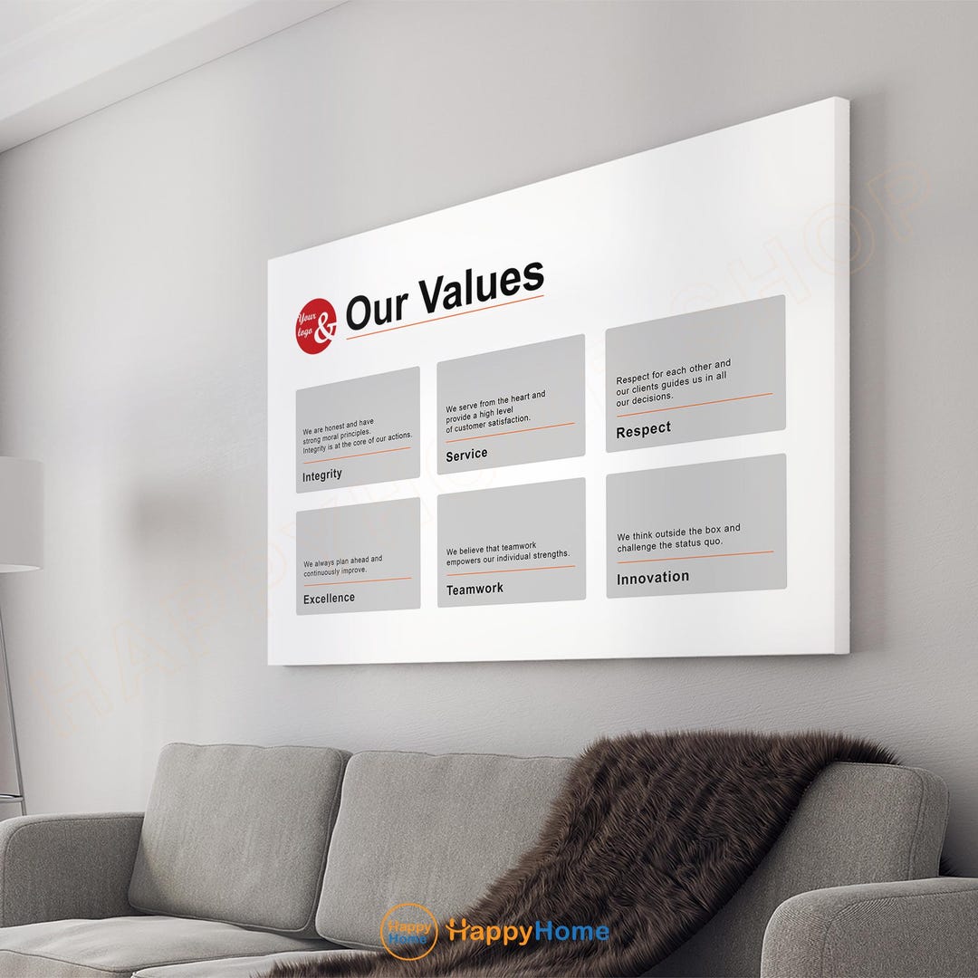 Personalized Company Our Values Wall Art Custom Business Core Values ...