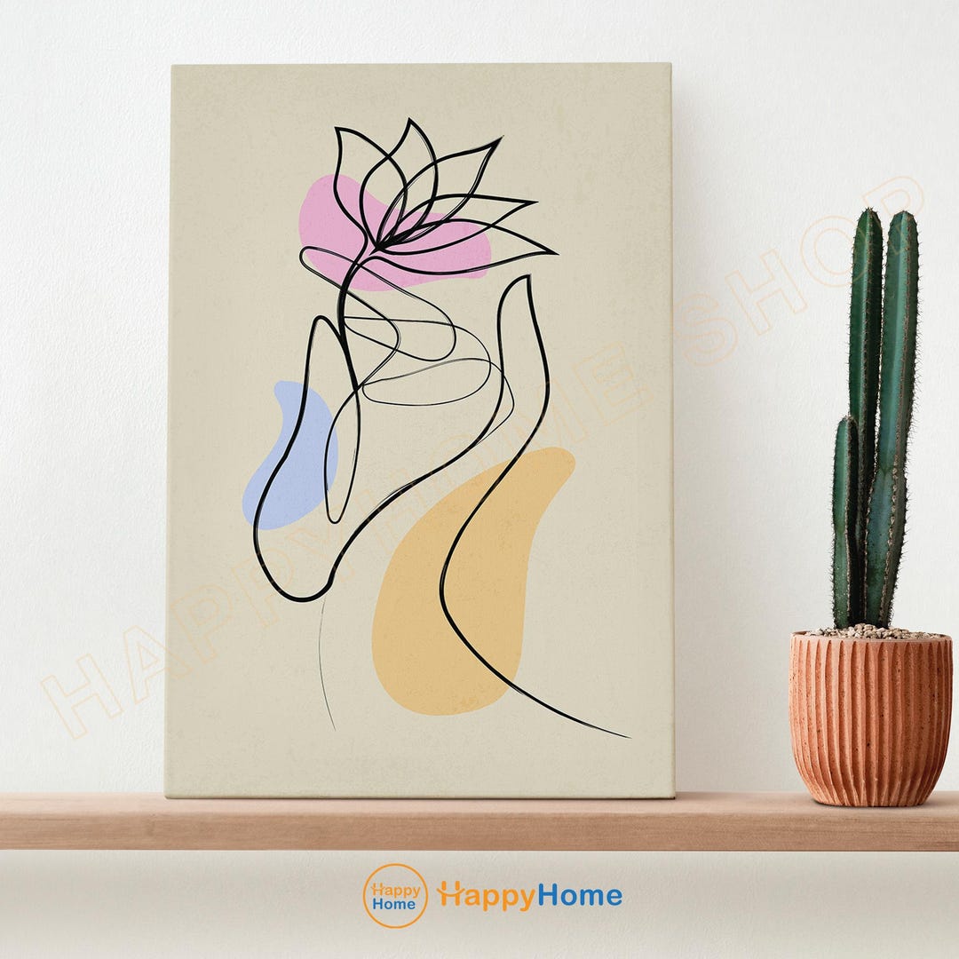 Zen Wall Art Lotus Flower Line Art Print Serenity in Lines Contemporary ...