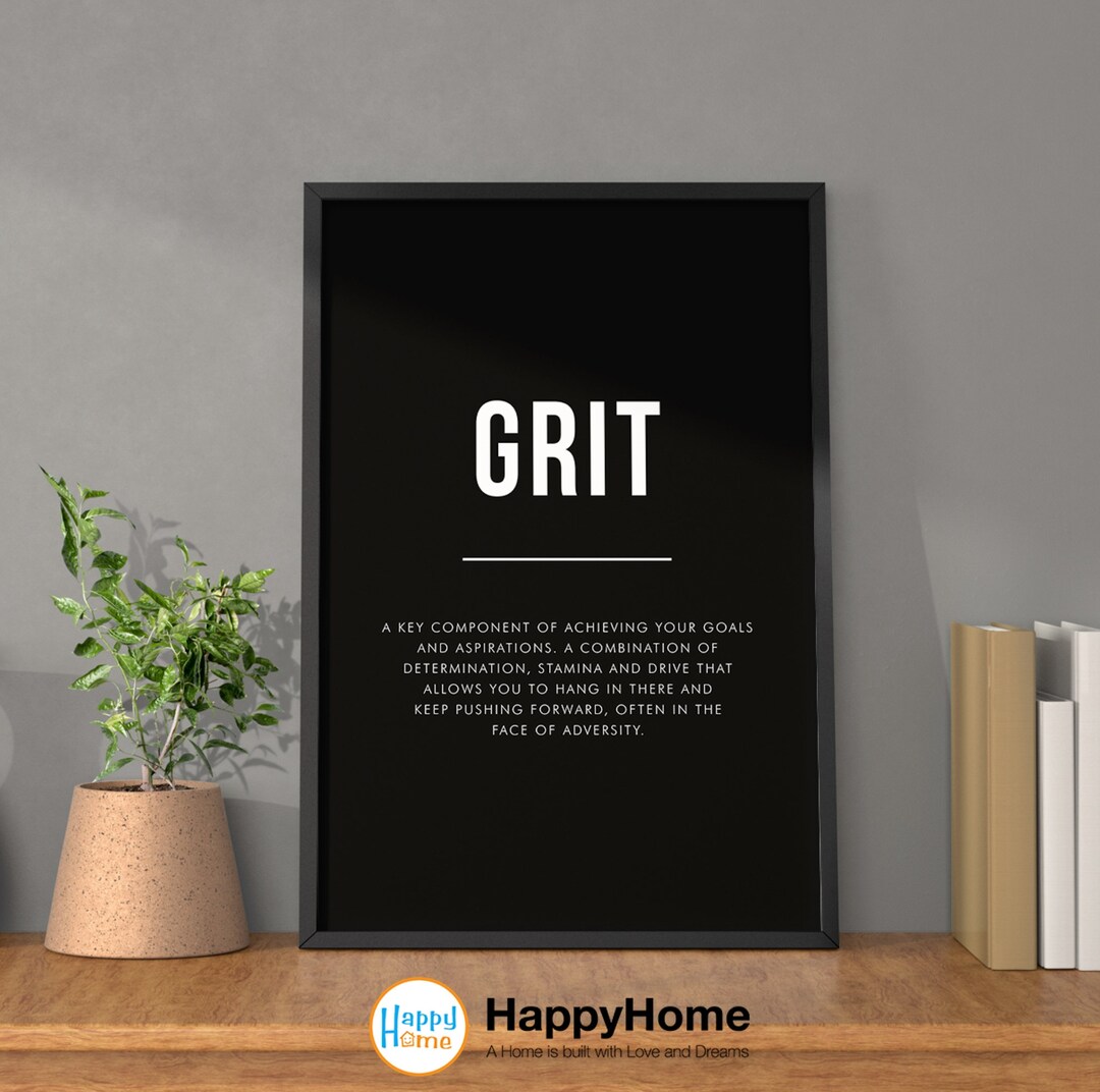 Grit Definition Poster Motivational Wall Art | Inspirational Wall Art ...