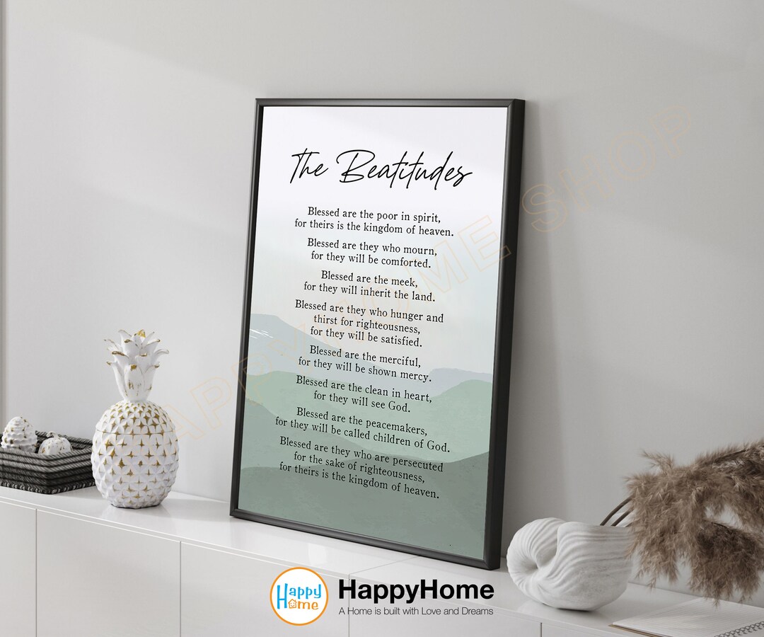 The Beatitudes Scripture Sign Bible Verse Wall Art Matthew 5:1-10 Verse ...