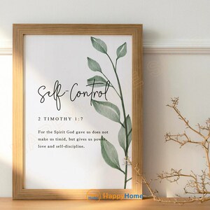 2 Timothy 1:7 Self-control Bible Verse Scripture Quote Prints ...