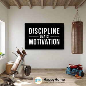 Discipline Beats Motivation Wall Art Workout Room Decor Gym Poster ...