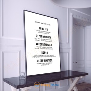 Personalized Company Core Values Wall Art Business Core Values Decor ...