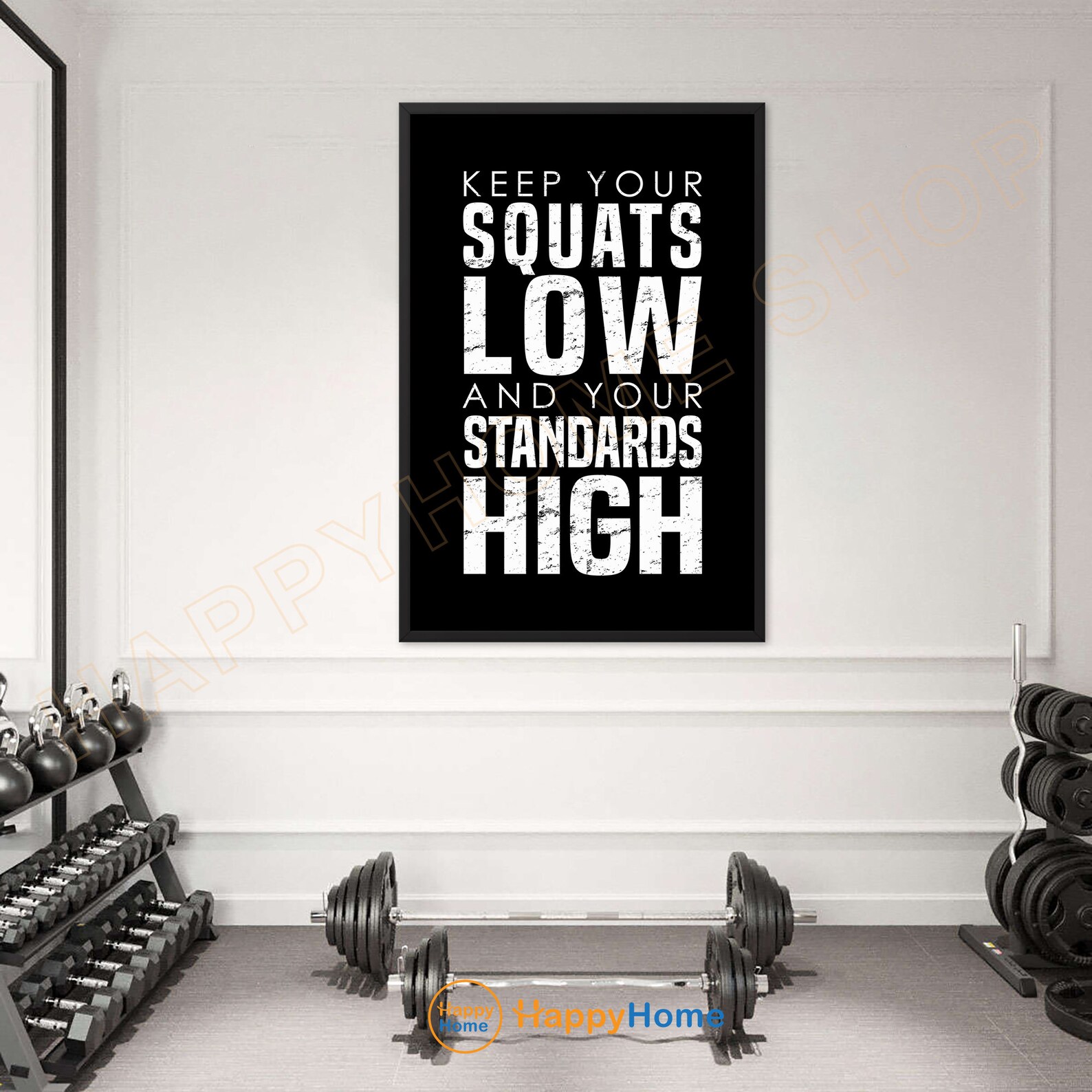 Gym Quote Wall Art Keep Your Squats Low and Your Standards High Workout ...