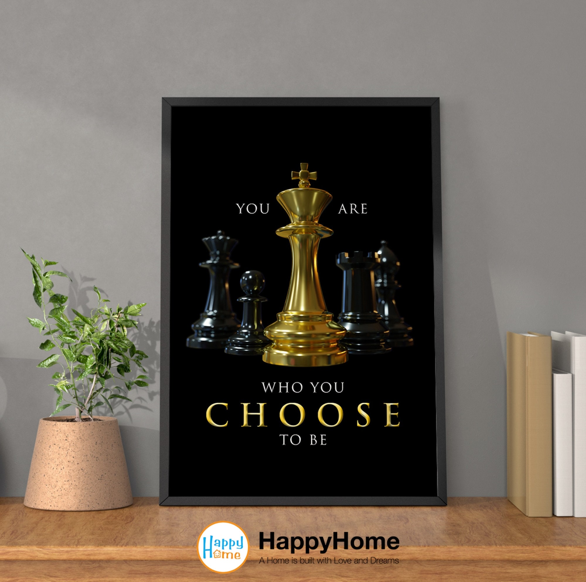 Chess King Art Motivational Quote Inspirational Wall Art You Are Who ...