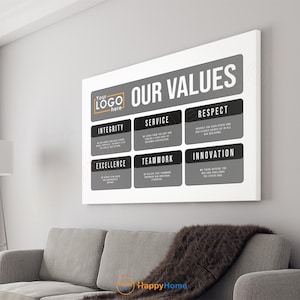 Personalized Company Core Values Wall Art Business Core Values Poster ...
