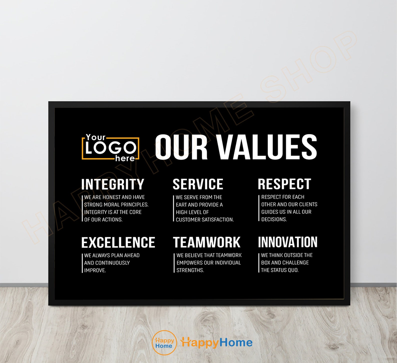 Personalized Company Core Values Wall Art Business Core Values Decor ...