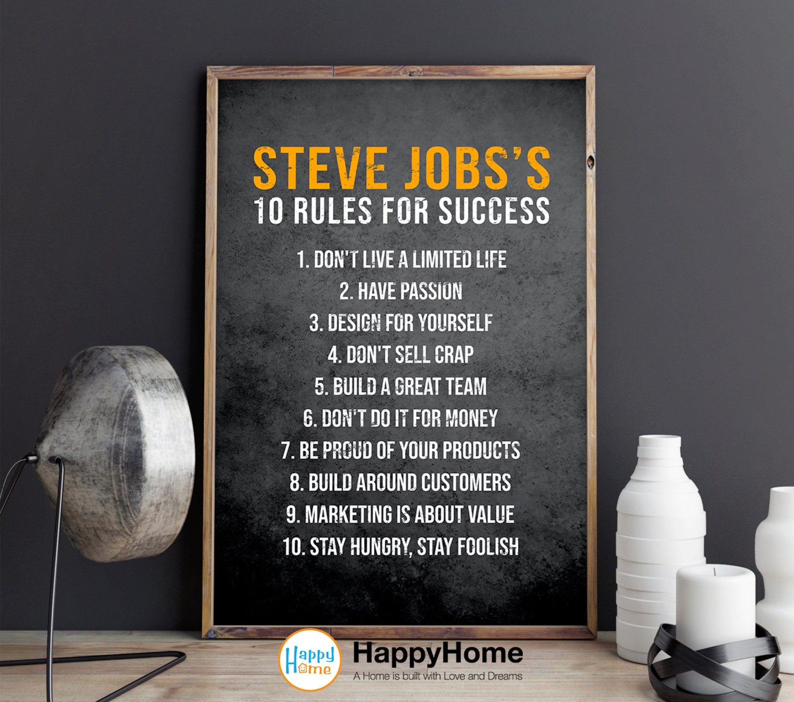 Steve Jobs 10 Rules for Success Motivational Inspirational - Etsy