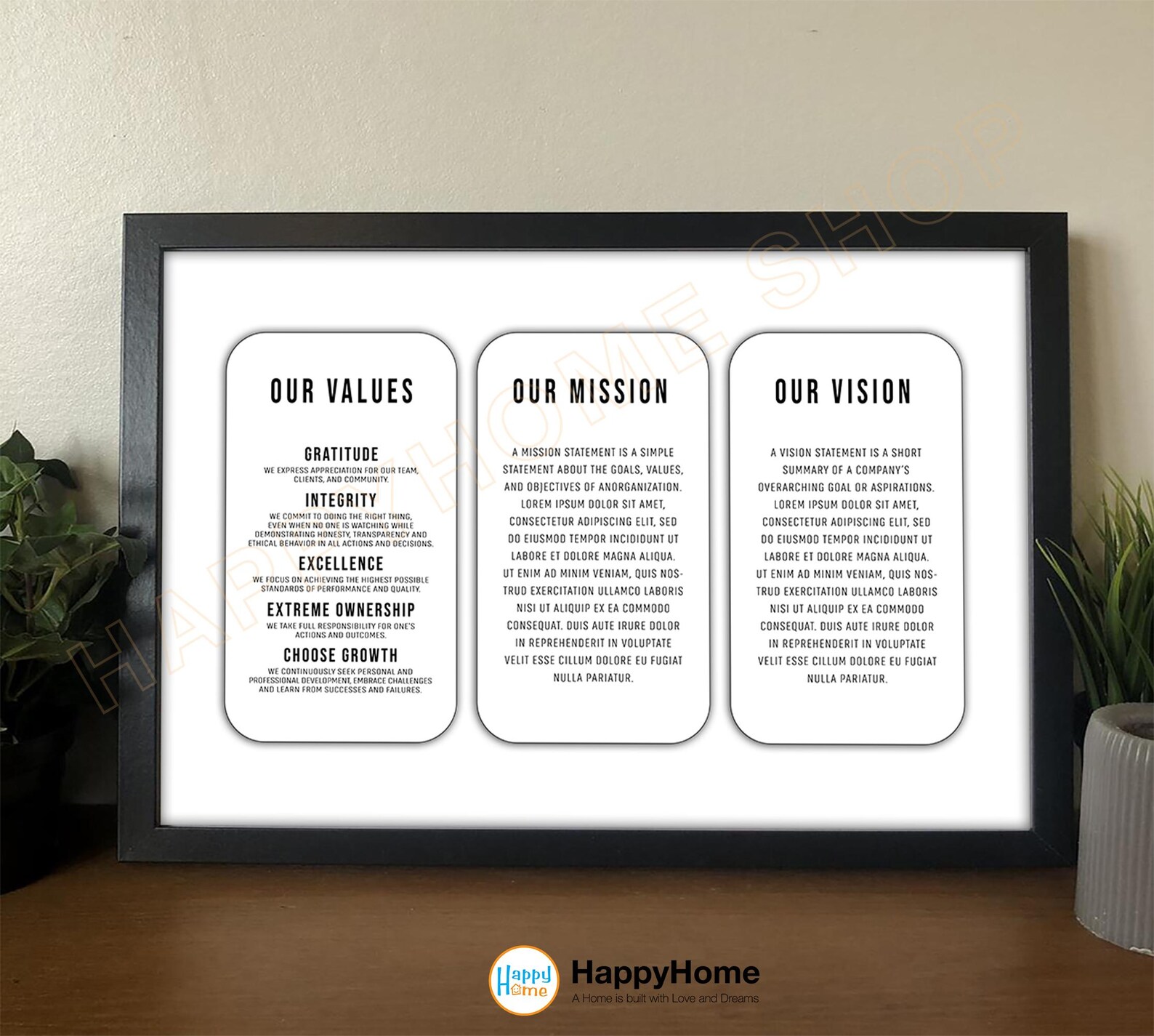 Personalized Company Wall Art Our Values Our Vision Our Mission ...