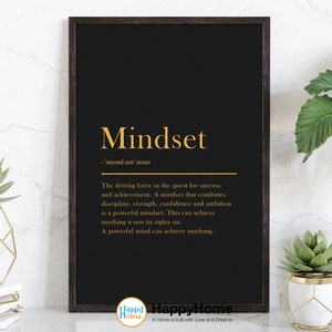 Mindset Definition Wall Art Motivational Wall Art | Inspirational ...
