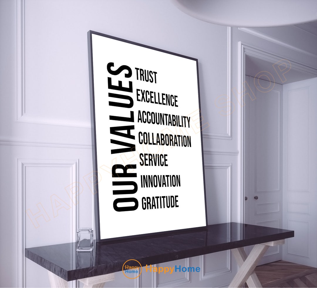 Our Values Wall Art Business Our Values Office Decor Entrepreneur Sign ...