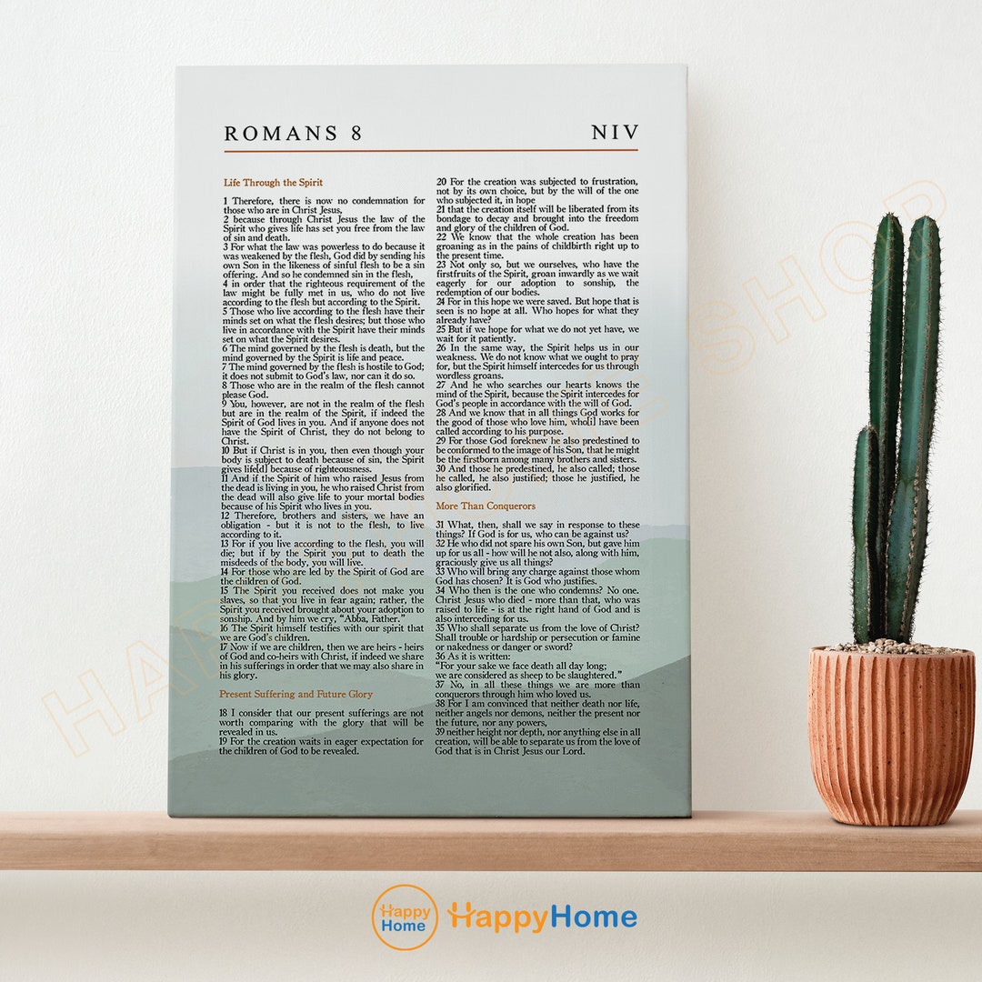 Romans 8 NIV Bible Verse Wall Art Life Through the Spirit Scripture ...