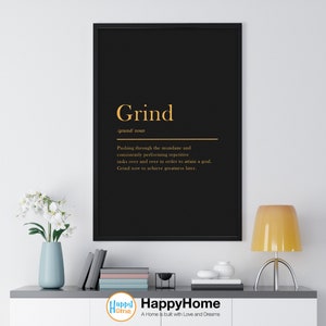 Grind Definition Poster Motivational Wall Art | Inspirational Wall Art ...