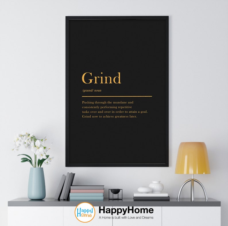 Grind Definition Poster Motivational Wall Art Inspirational - Etsy