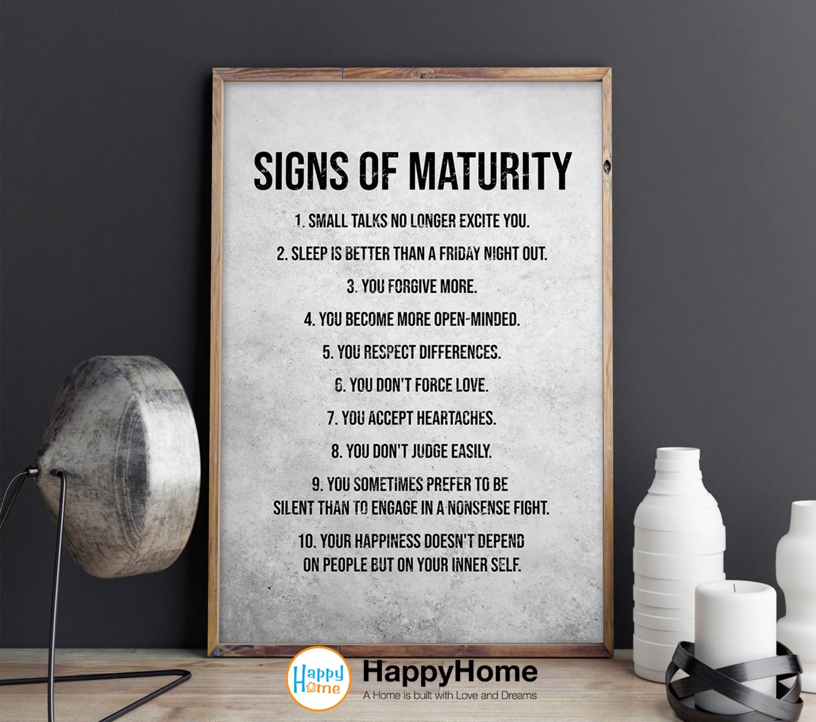 Signs of Maturity Motivational Inspirational Quotes Wall Art - Etsy
