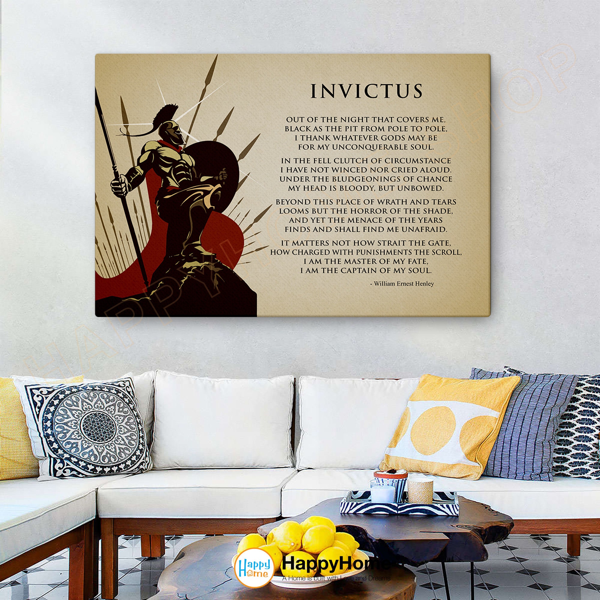 Spartan Warrior Invictus Wall Art Motivational Quotes Inspirational ...