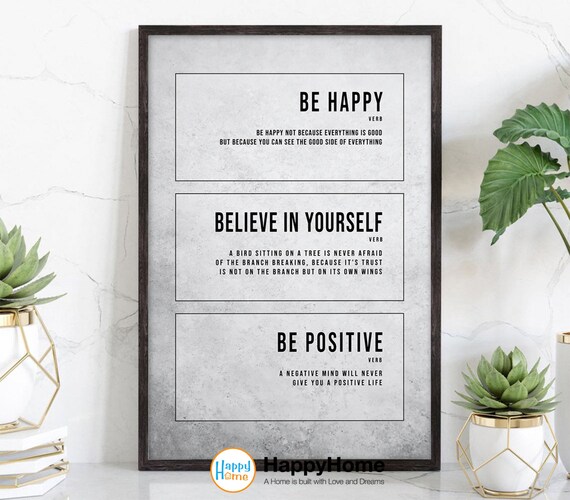 Be Happy Believe in Yourself Motivational Poster Wall Decor - Etsy