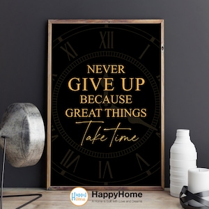 Never Give up Best Things Take Time Motivational Wall Decor ...