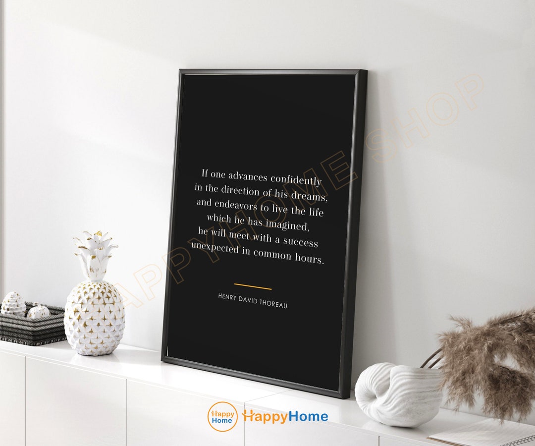 Henry David Thoreau Quote Wall Art Inspire Self-belief Motivational ...