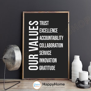 Our Values Wall Art Business Core Values Office Decor Entrepreneur ...