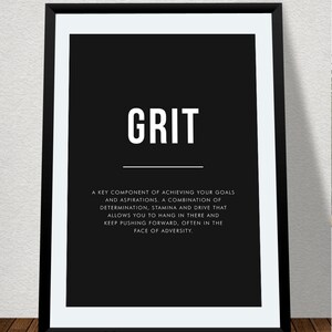 Grit Definition Poster Motivational Wall Art | Inspirational Wall Art ...