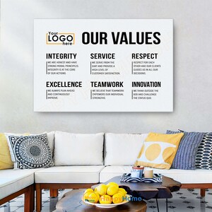 Personalized Company Core Values Wall Art Business Core Values Decor ...