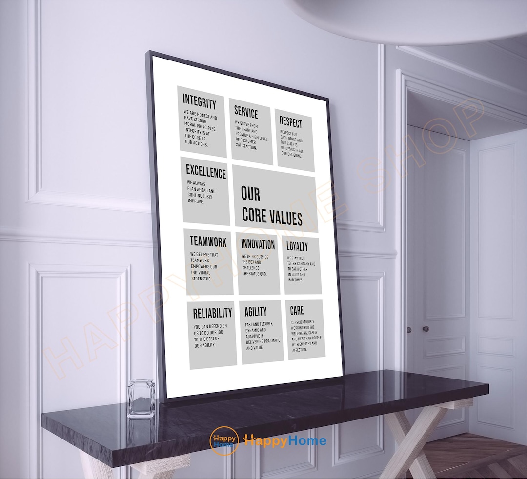 Personalized Company Core Values Wall Art Business Our Values Poster ...