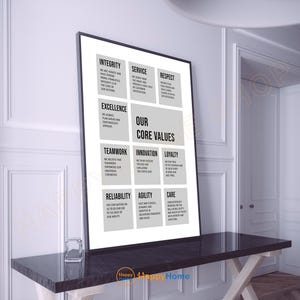Personalized Company Core Values Wall Art Business Our Values Poster ...