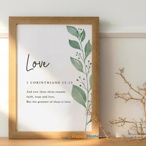 1 Corinthians 13:13 Love Wall Art Bible Verse Scripture Quote Prints ...