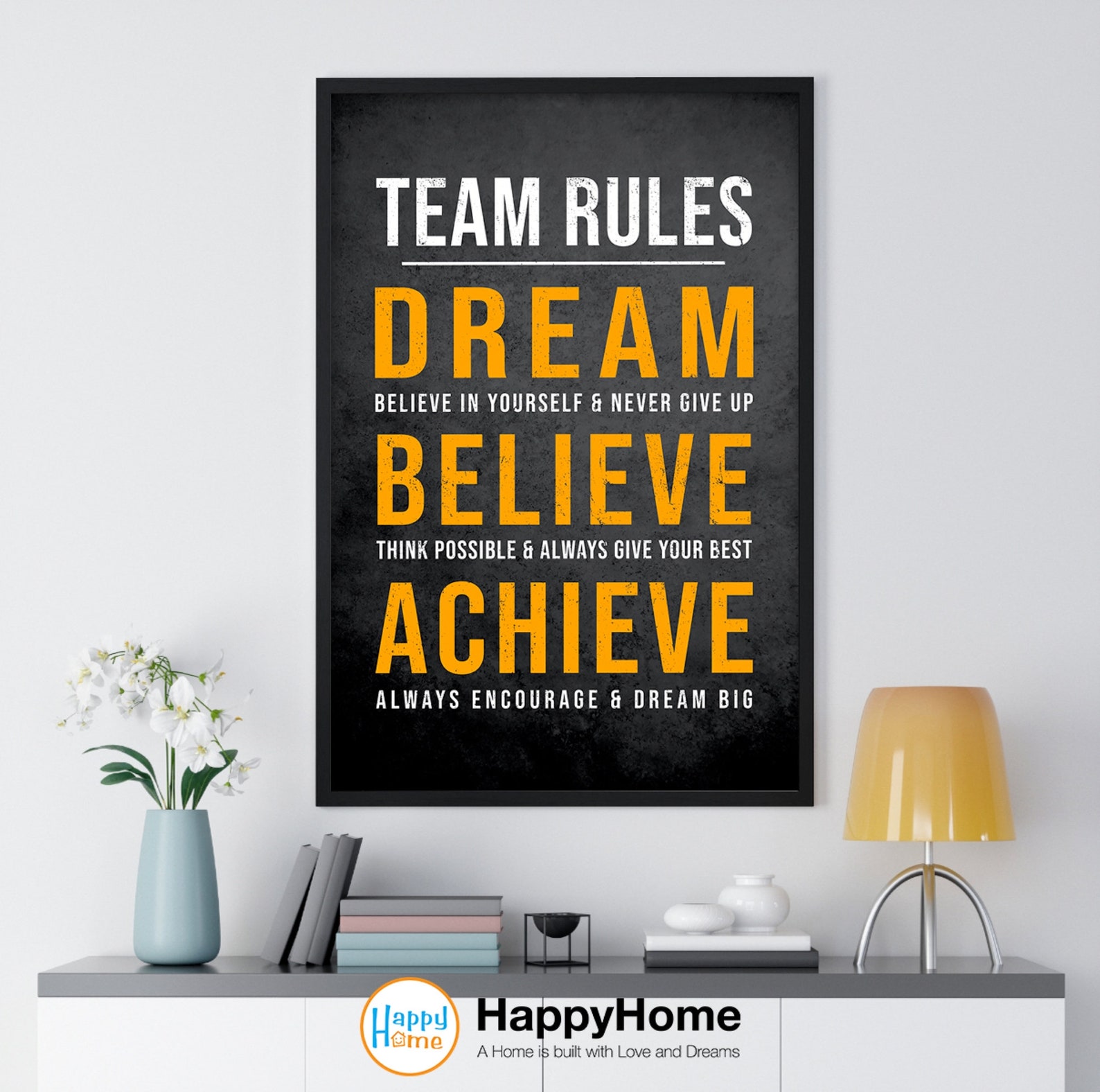 Team Rules Motivational Wall Art Inspirational Wall Art - Etsy