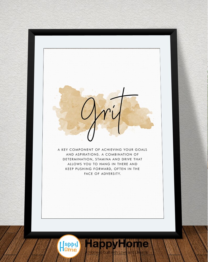 Grit Definition Poster Motivational Wall Art Inspirational - Etsy