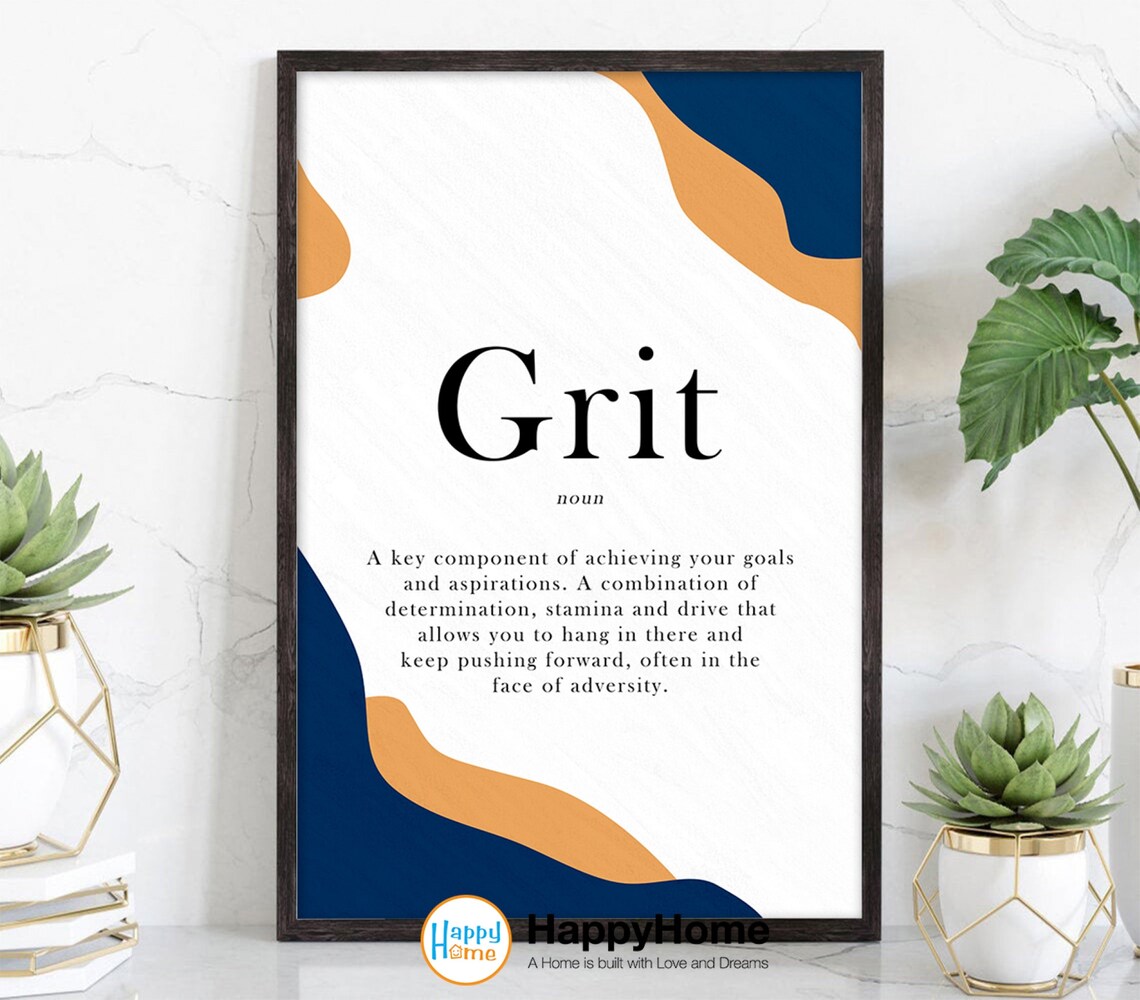 Grit Definition Poster Motivational Wall Art Inspirational - Etsy