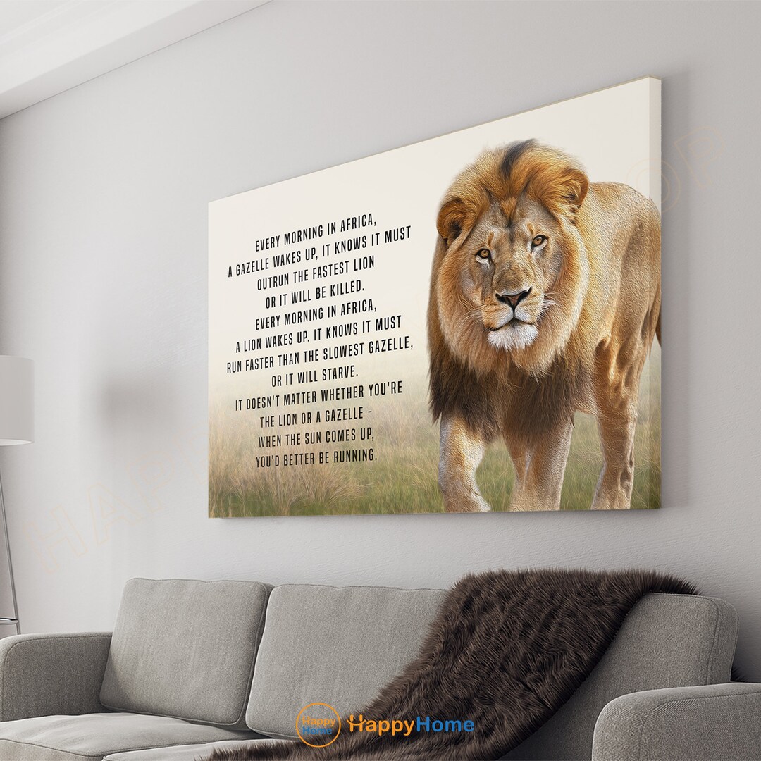 Lion Wall Art Gazelle and Lion African Proverb Motivational Quotes ...