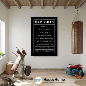 Gym Rules Wall Art Workout Room Decor Gym Poster Fitness Sign Prints ...