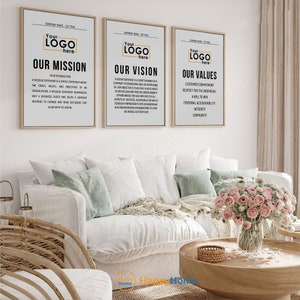 Personalized Business Statement Wall Art Our Values - Our Vision - Our ...