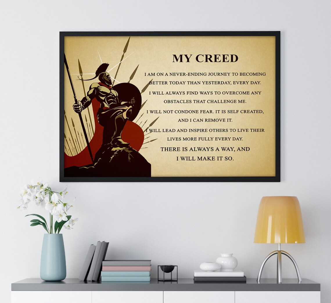 Spartan Warrior Poster Motivational Inspiration Quotes Poster My Creed ...